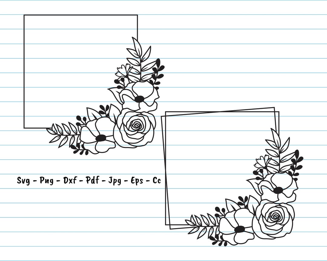 Floral Frame Svg, Floral Border Svg, Floral Svg, Floral Square Border ...