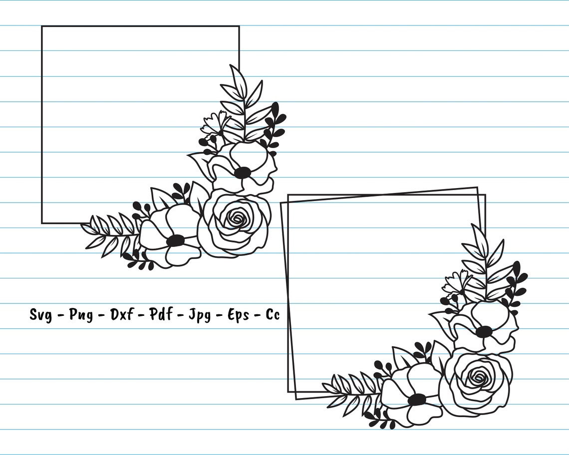 Floral Frame Svg Floral Border Svg Floral Svg Floral Square - Etsy