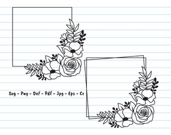 Floral Square Border Svg - Etsy