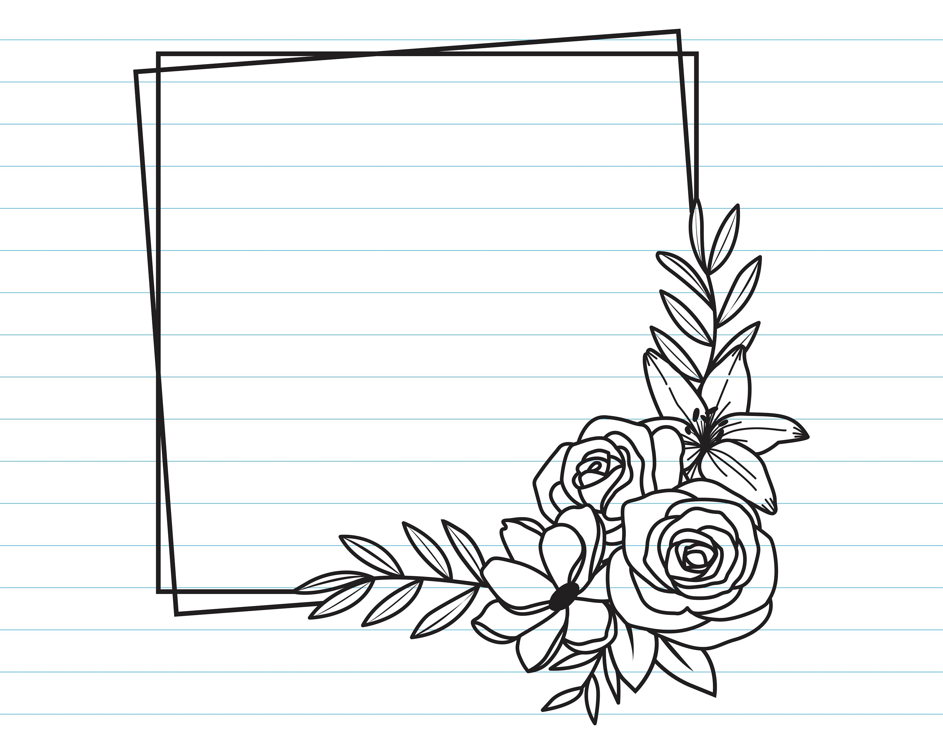 Floral Frame Svg, Floral Border Svg, Floral Monogram Svg, Flower Frame ...