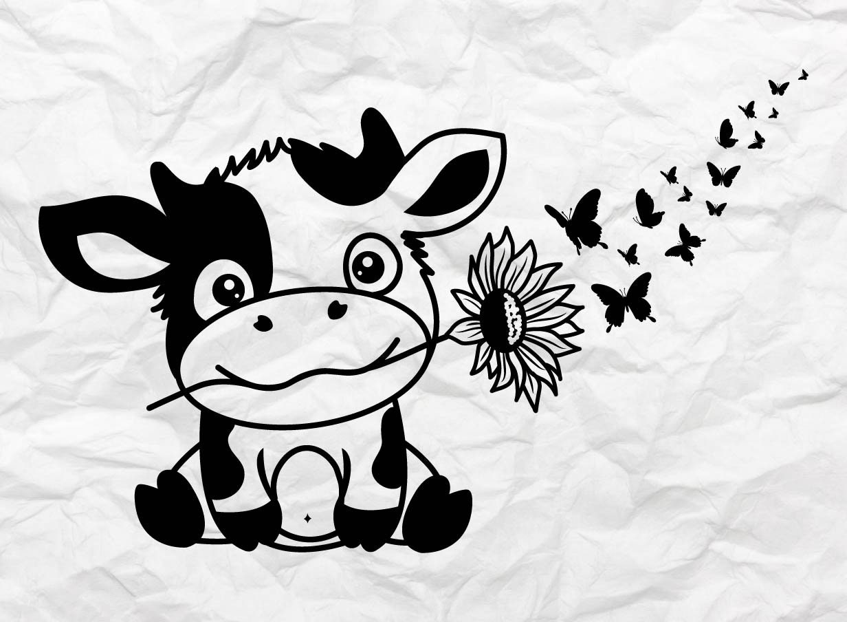 Baby Koe Svg Koe Zonnebloem Svg Koe Met Bloem Koe Svg Koe - Etsy Nederland