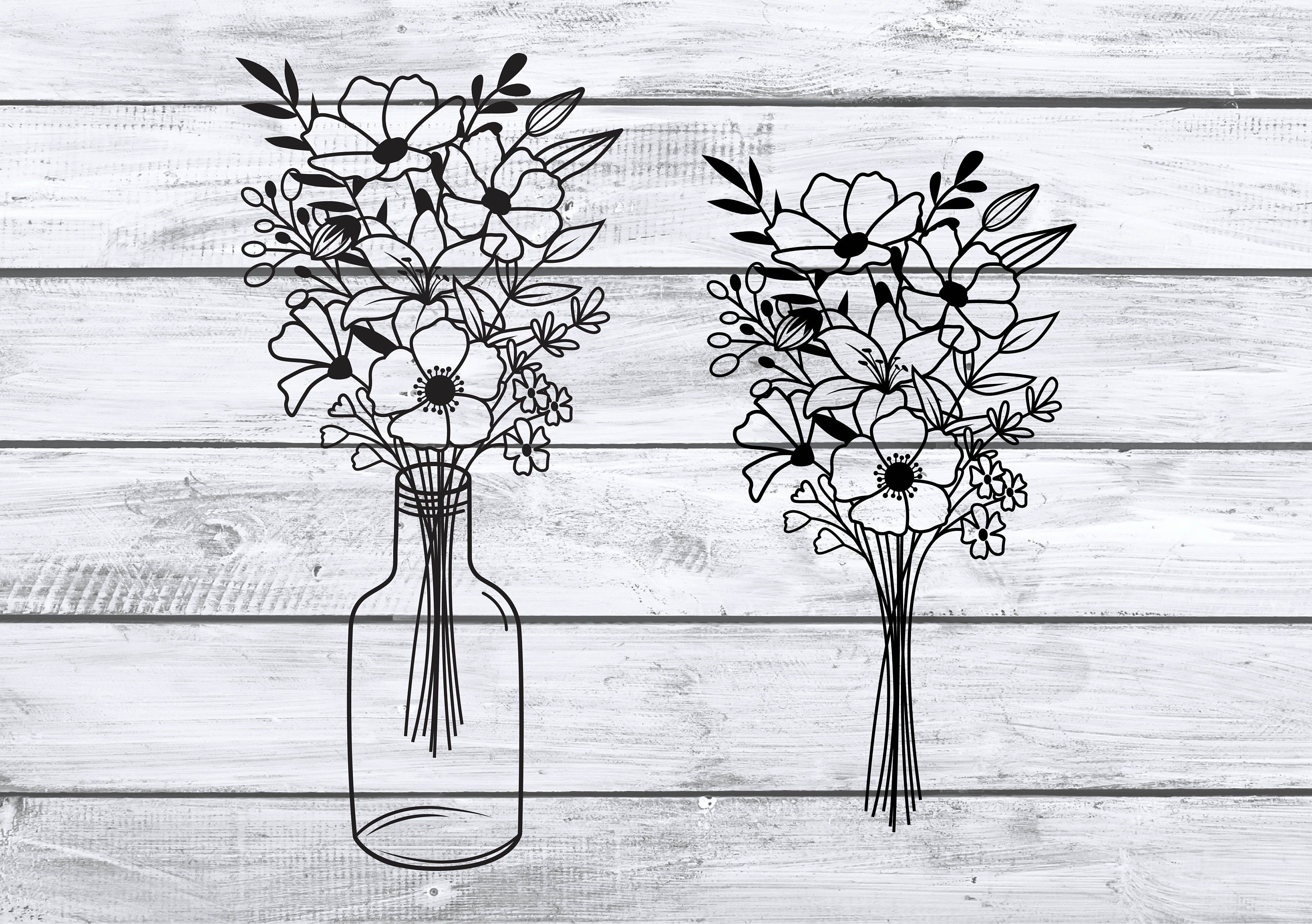 Blumen-Svg, Blumenvase-Svg, Blumenstrauß-Svg, Blumen-Svg-Dateien ...