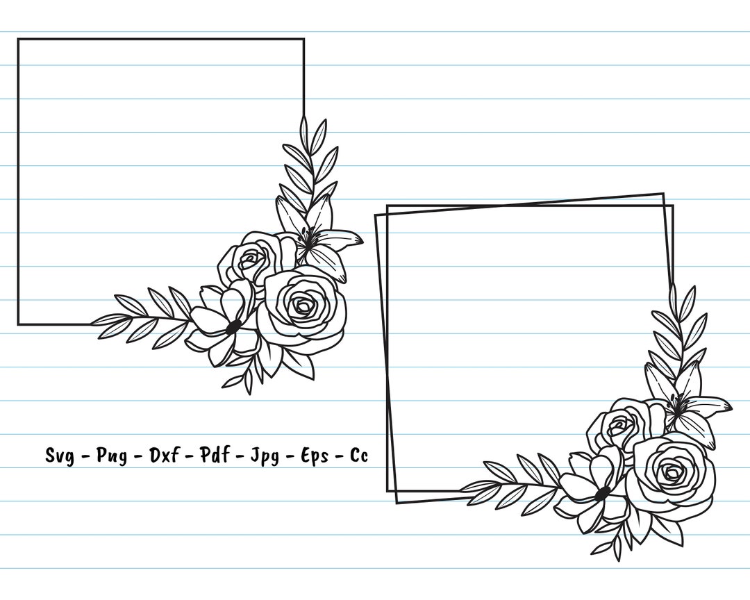 Floral Frame Svg, Floral Border Svg, Floral Monogram Svg, Flower Frame ...