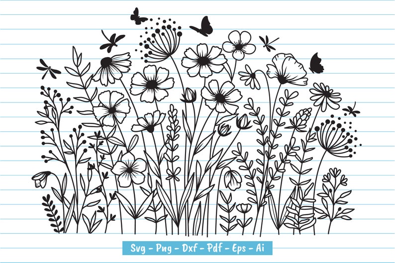 Wildflower Svg Files Flower Svg Wildflower Blooms Svg - Etsy
