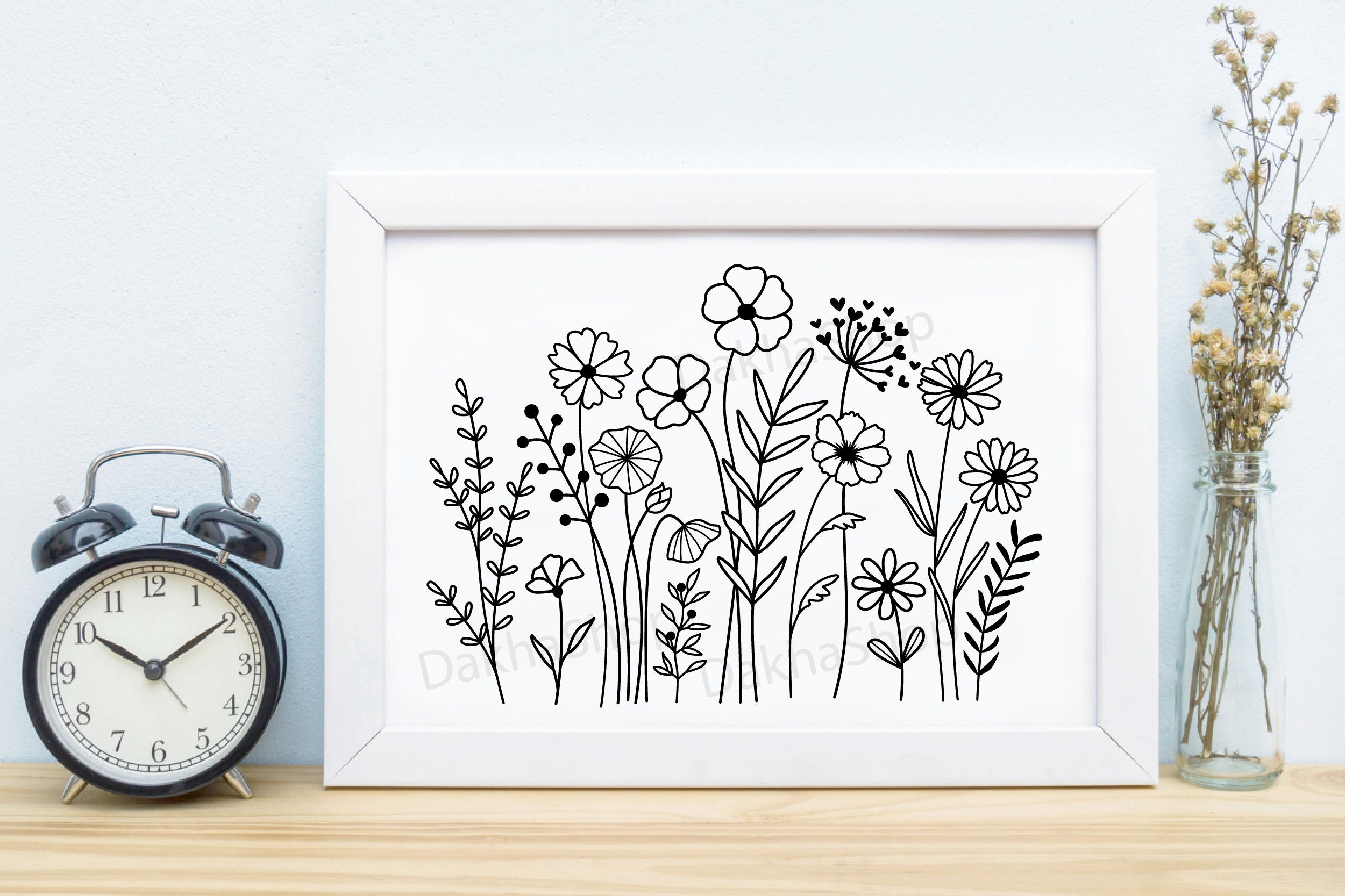 Flower Svg Wildflower Svg Flower Clipart Flower Meadow Svg - Etsy