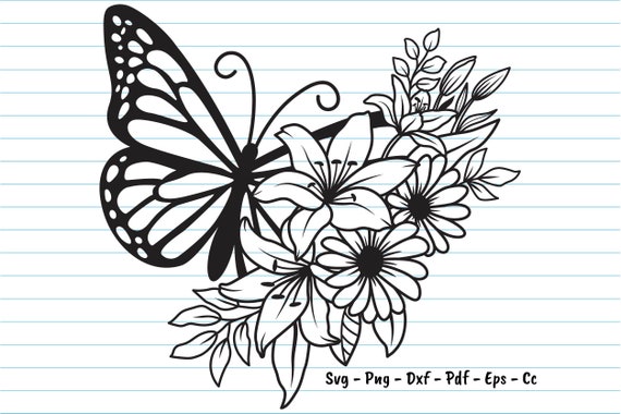 Flower Butterfly Svg Butterfly Svg Files Butterfly Flower - Etsy