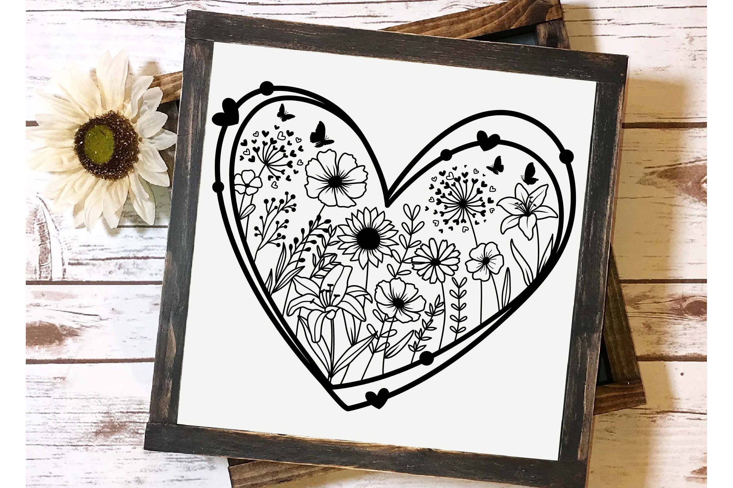 Flower Heart Svg Wildflower in Heart Svg Heart Frame Svg - Etsy Australia