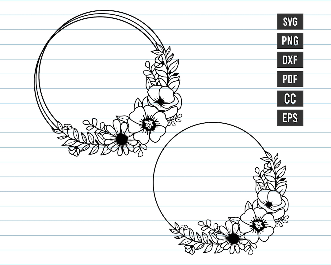 Flower Frame Svg, Flower Svg, Flower Wreath Svg, Flower Cricle Monogram ...