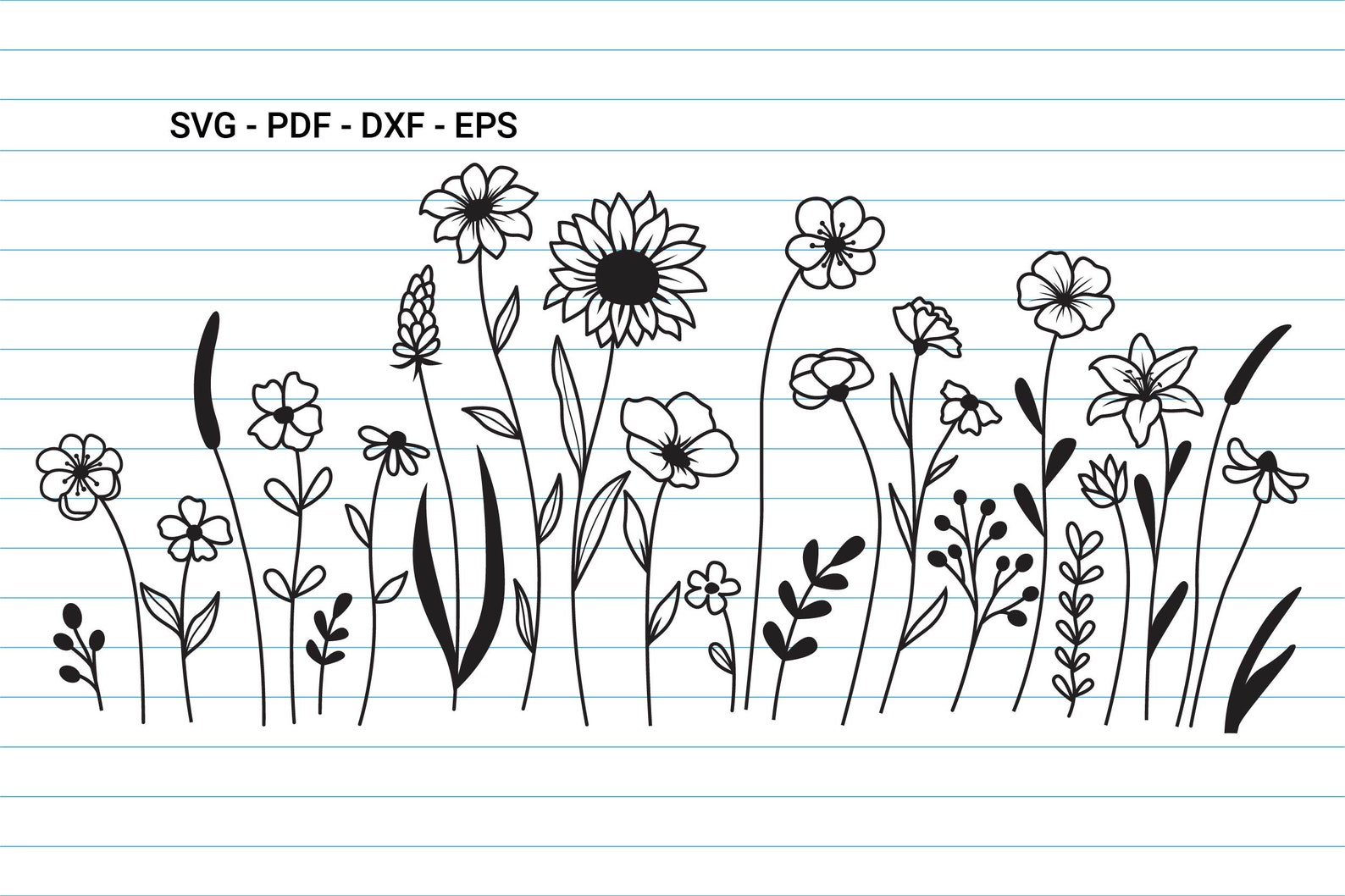 Flower Svg Files Wildflower Svg Hand Drawn Flower and - Etsy