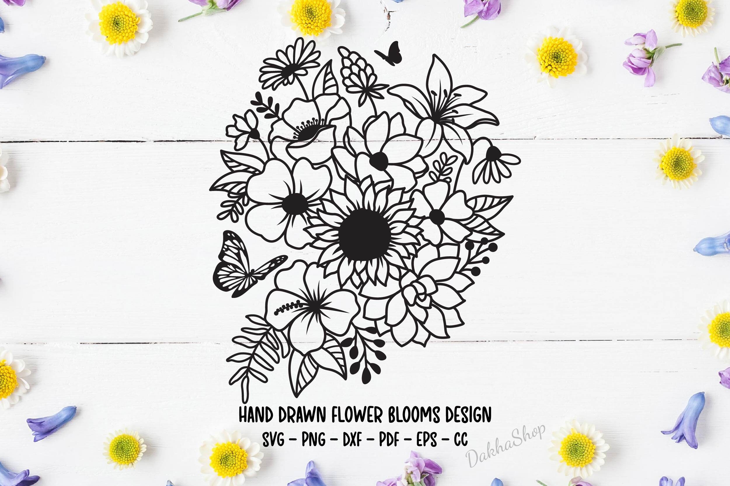 Flower Svg Files Flower Bouquet Svg Flower Svg Cut Files - Etsy
