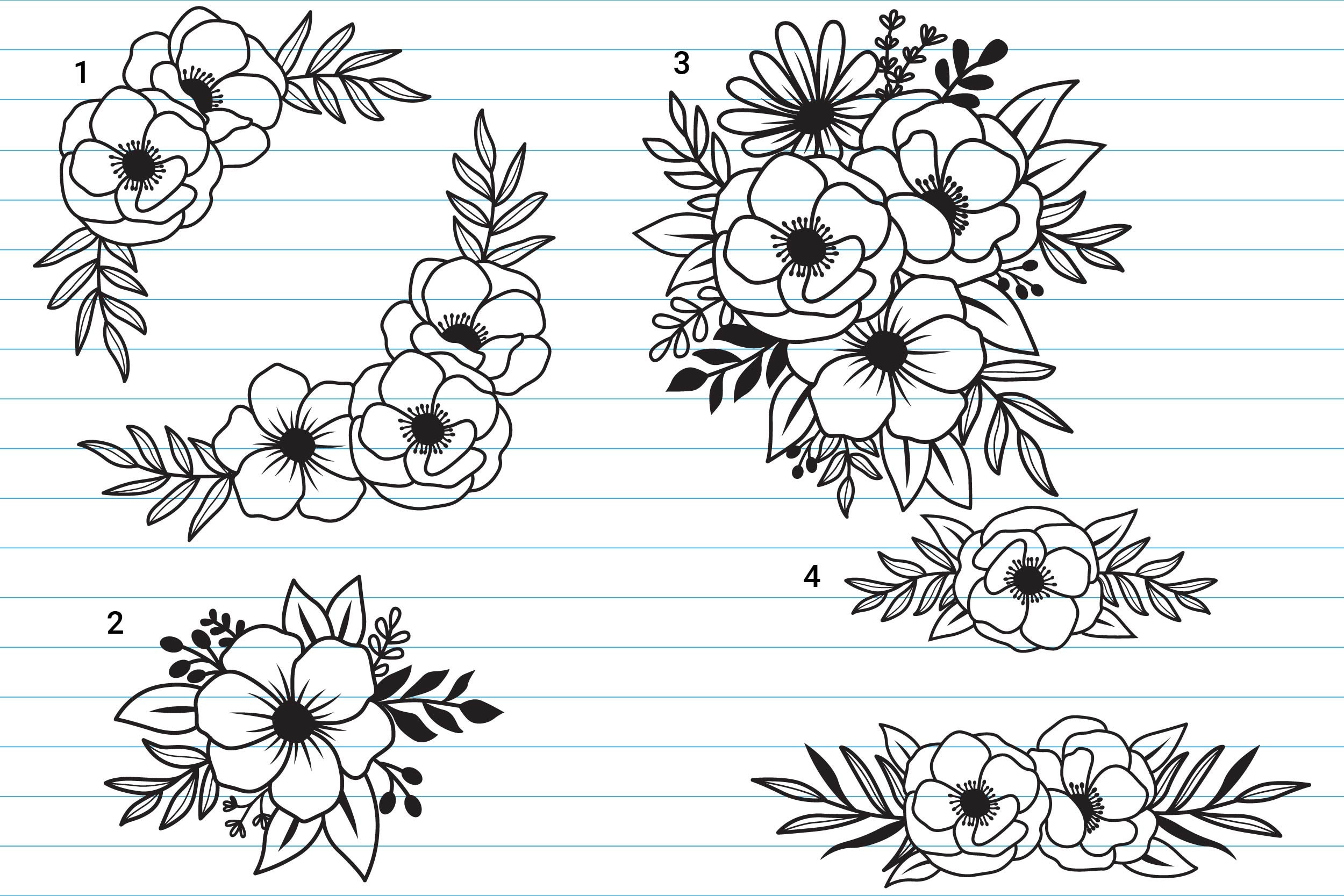 Flower Svg Files Flower Bundle Svg Floral Svg Flower Svg - Etsy