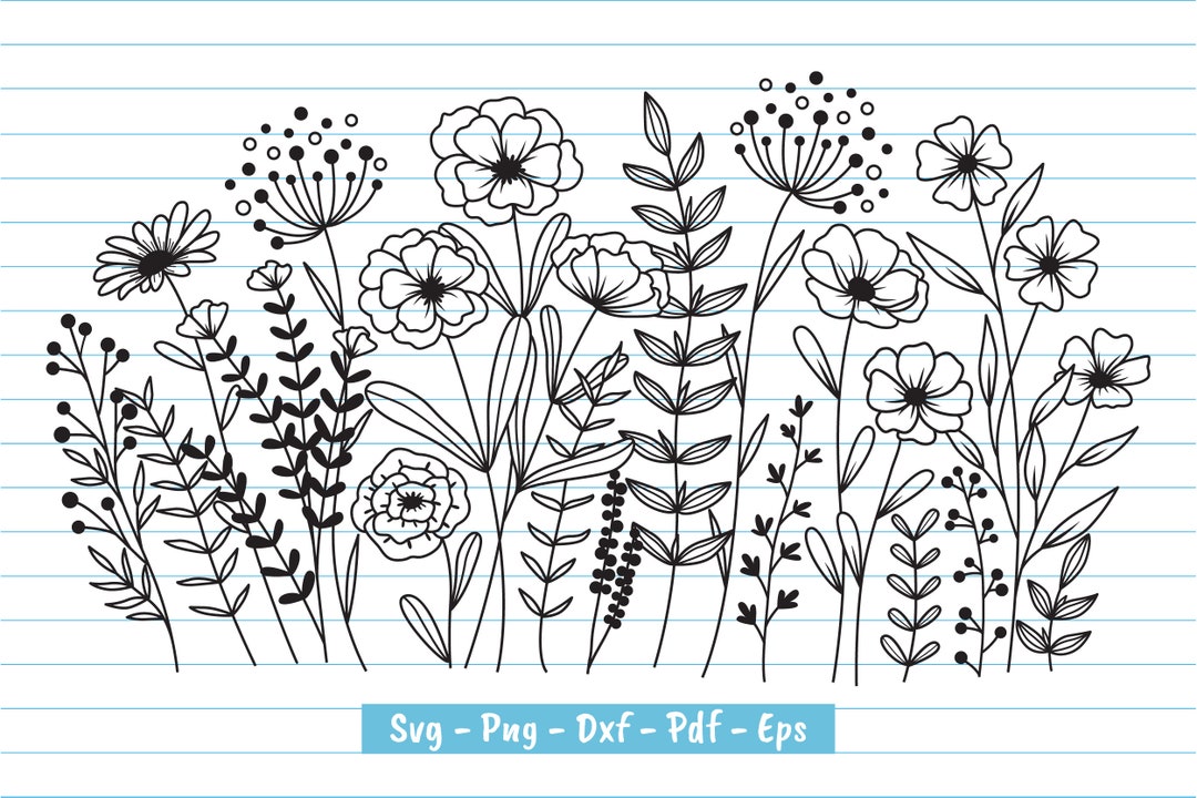 Wildflower Svg Files, Wildflower Blooms Svg, Flower Svg, Flower Meadow ...