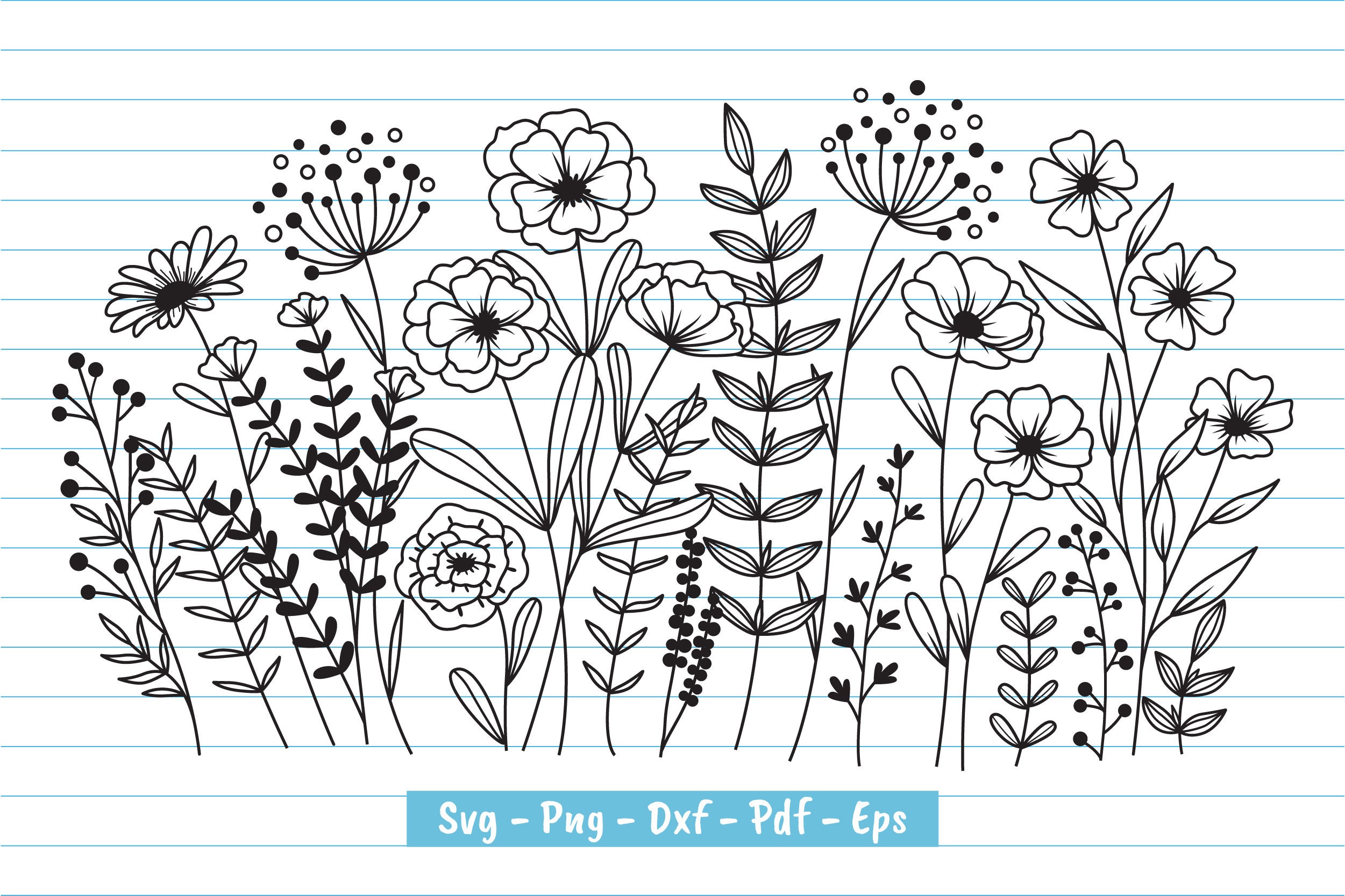 Wildflower Svg Files Wildflower Blooms Svg Flower Svg - Etsy