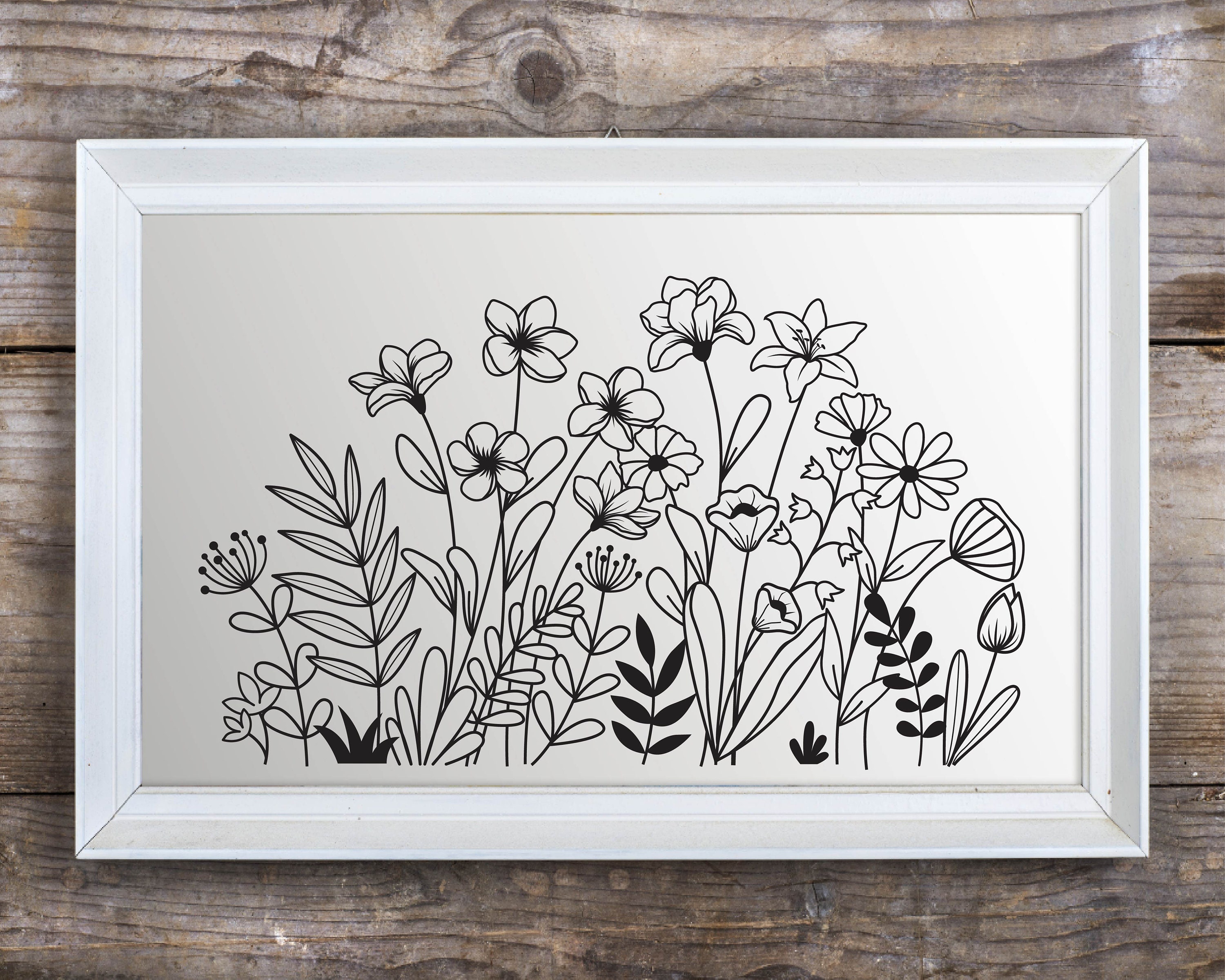 Flower Svg Wildflower Border Svg Wildflower Svg Flowers and | Etsy