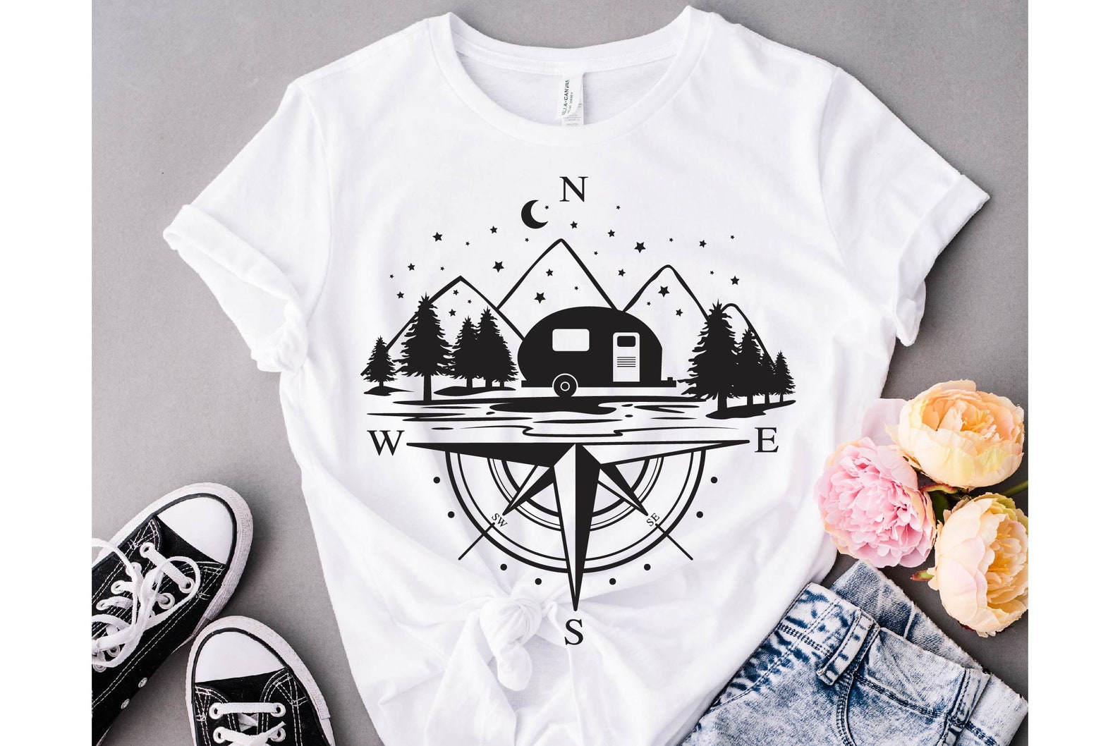 Camping Compass Svg Camping Shirt Svg Outdoor Scene Camping - Etsy