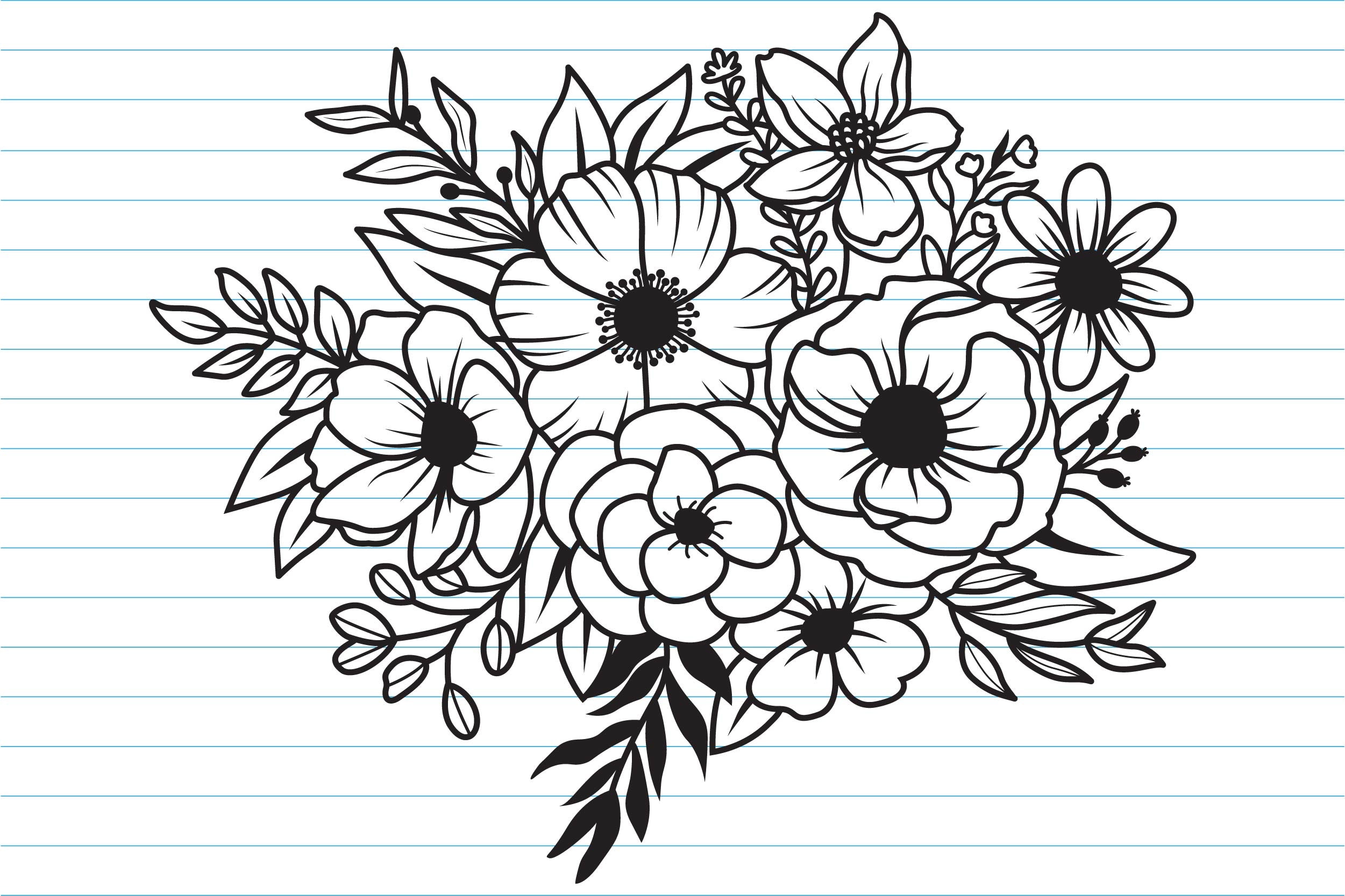 Flower Svg Files Flower Bouquet Svg Flower Decoration - Etsy