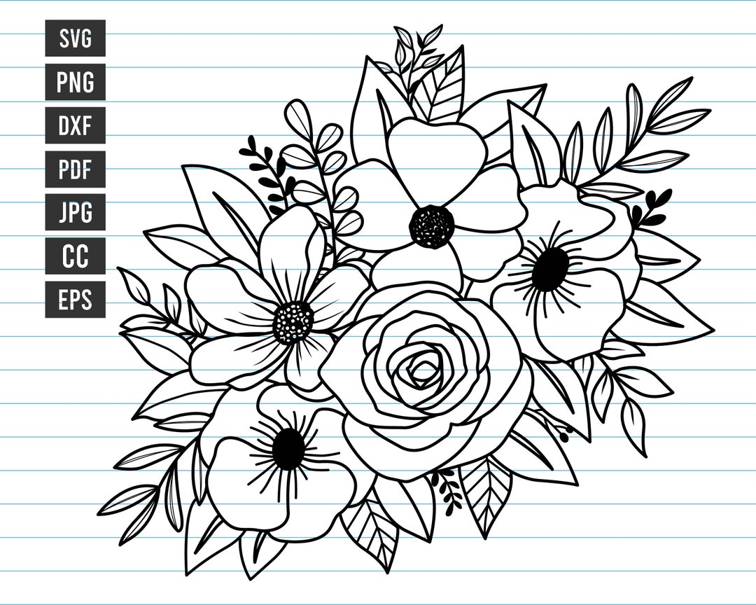 Flower Svg Flower Bouquet Svg Flower Svg Cut Files Floral - Etsy
