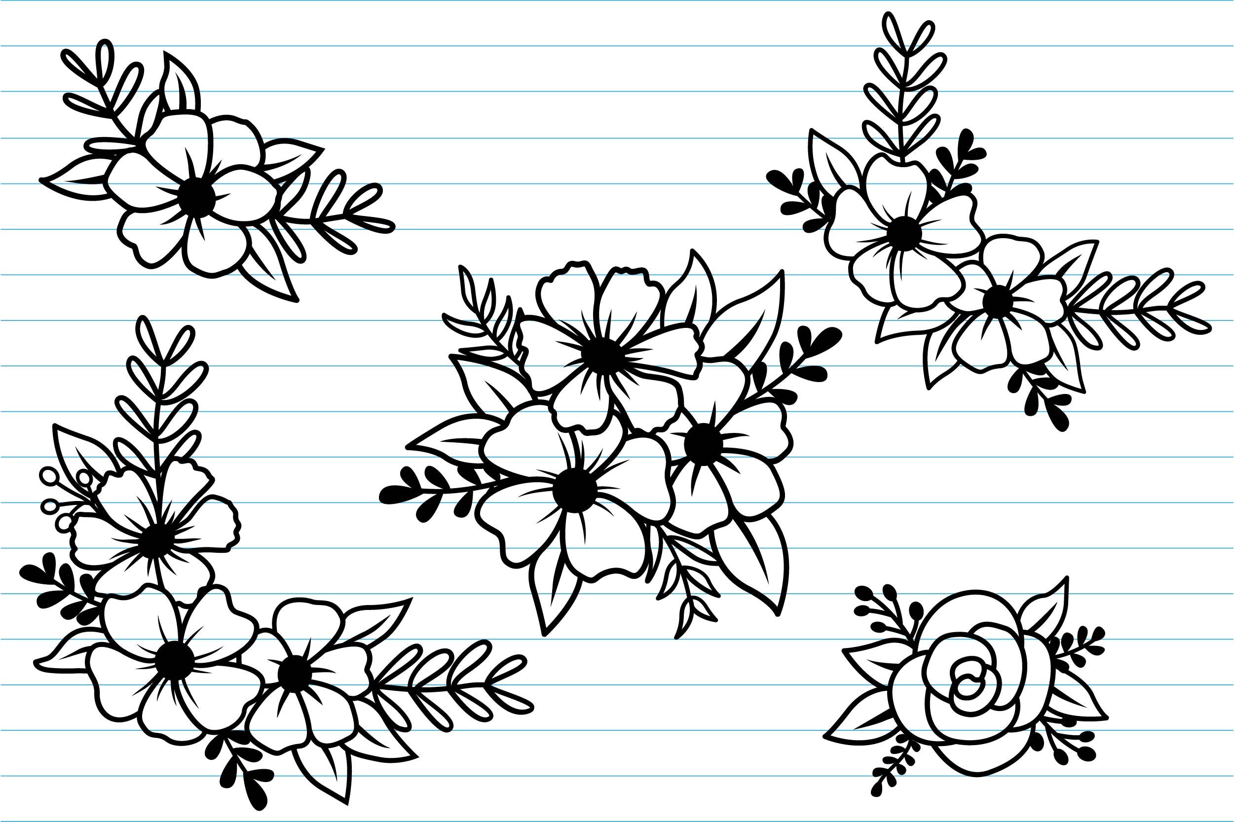 Flower Svg Files, Floral Svg, Flower Svg Bundle, Flower Border Svg ...