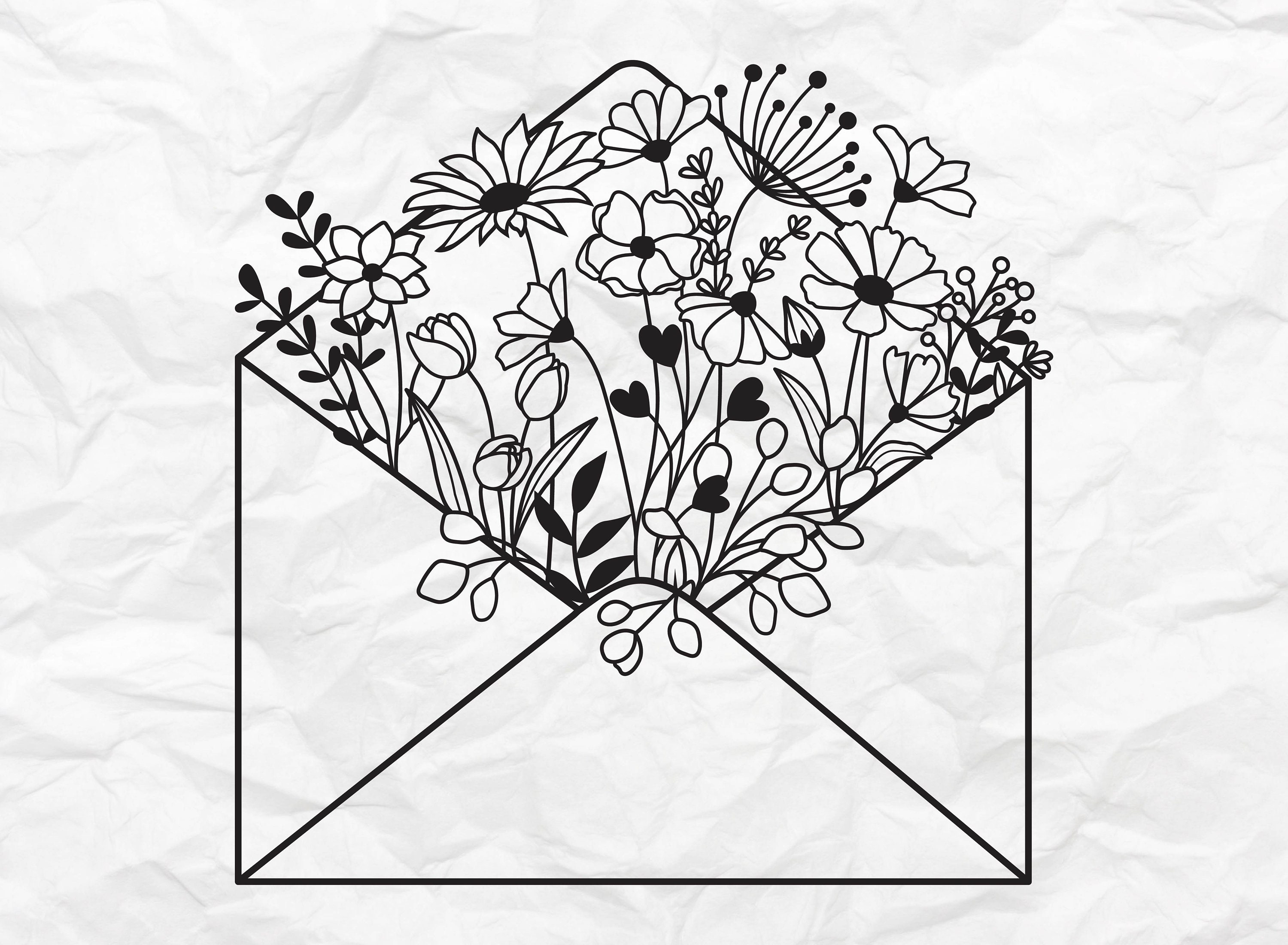 Wildflower Envelope Svg Flower Svg Wildflower Svg Flower - Etsy