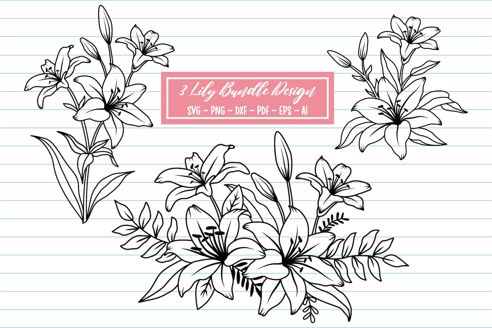 Flower Svg Bundle Flower Svg Lily Svg Lily Svg Bundle - Etsy