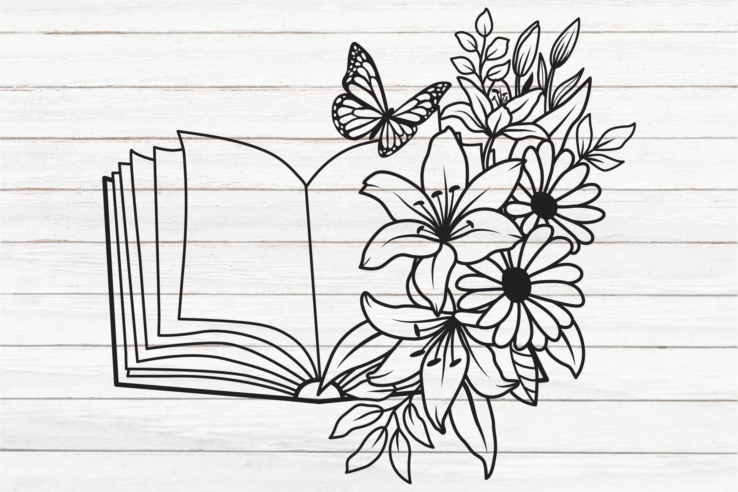 Book With Flowers Svg Flower Book Svg Floral Book Shirt Svg - Etsy