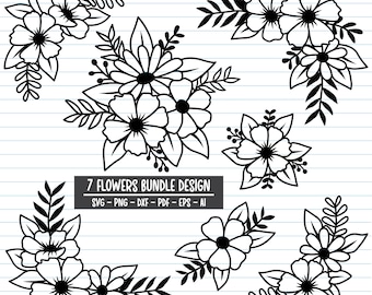 Flower Svg Files, Flower Svg Bundle, Floral Svg, Flower Border Svg ...