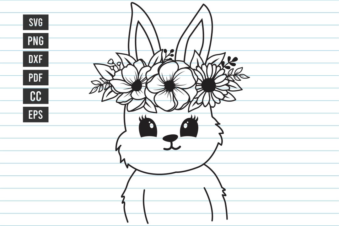 Bunny Rabbit Svg, Bunny With Flower Svg, Bunny Flower Svg, Easter ...