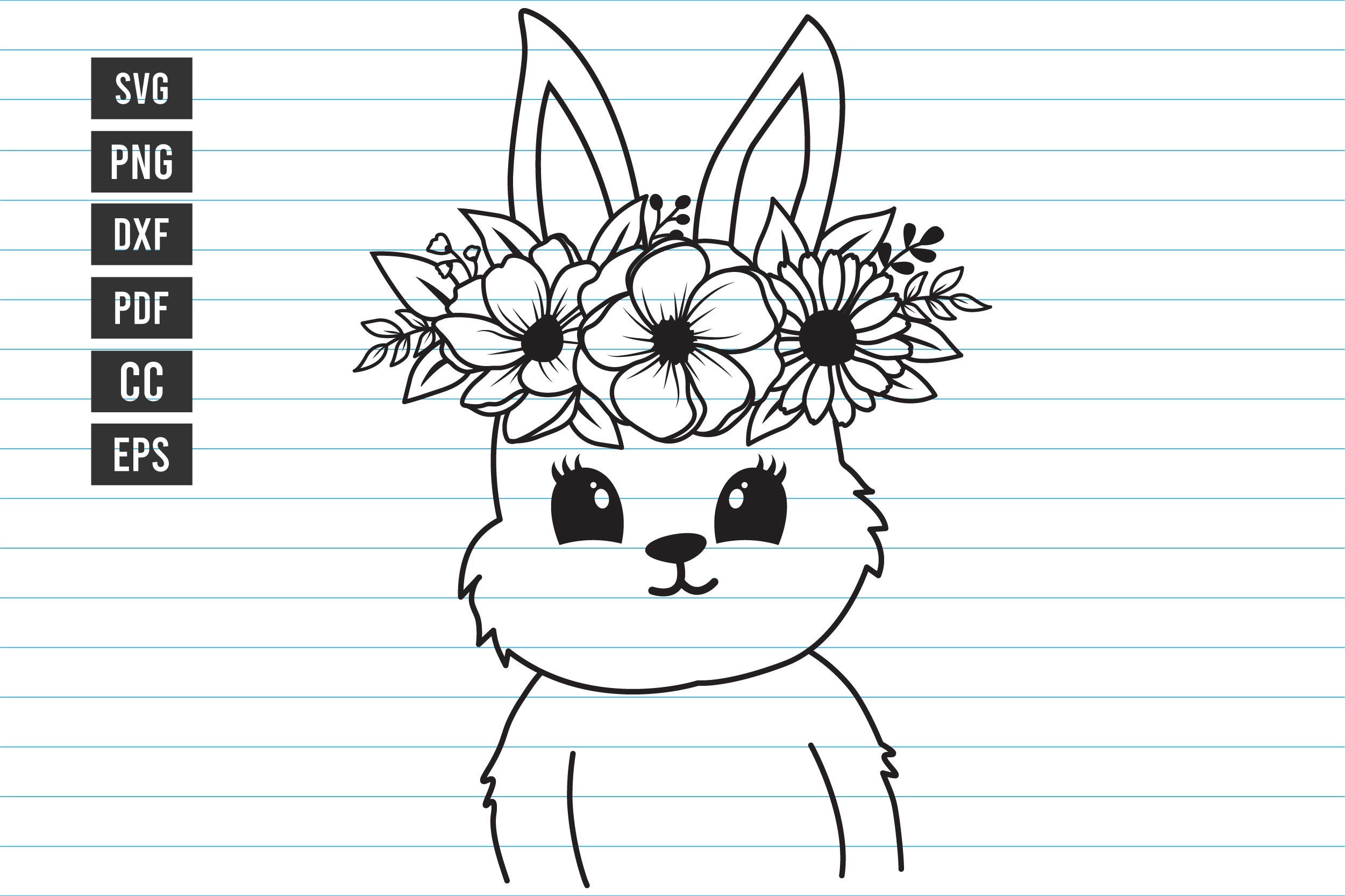 Bunny Rabbit Svg Bunny With Flower Svg Bunny Flower Svg - Etsy
