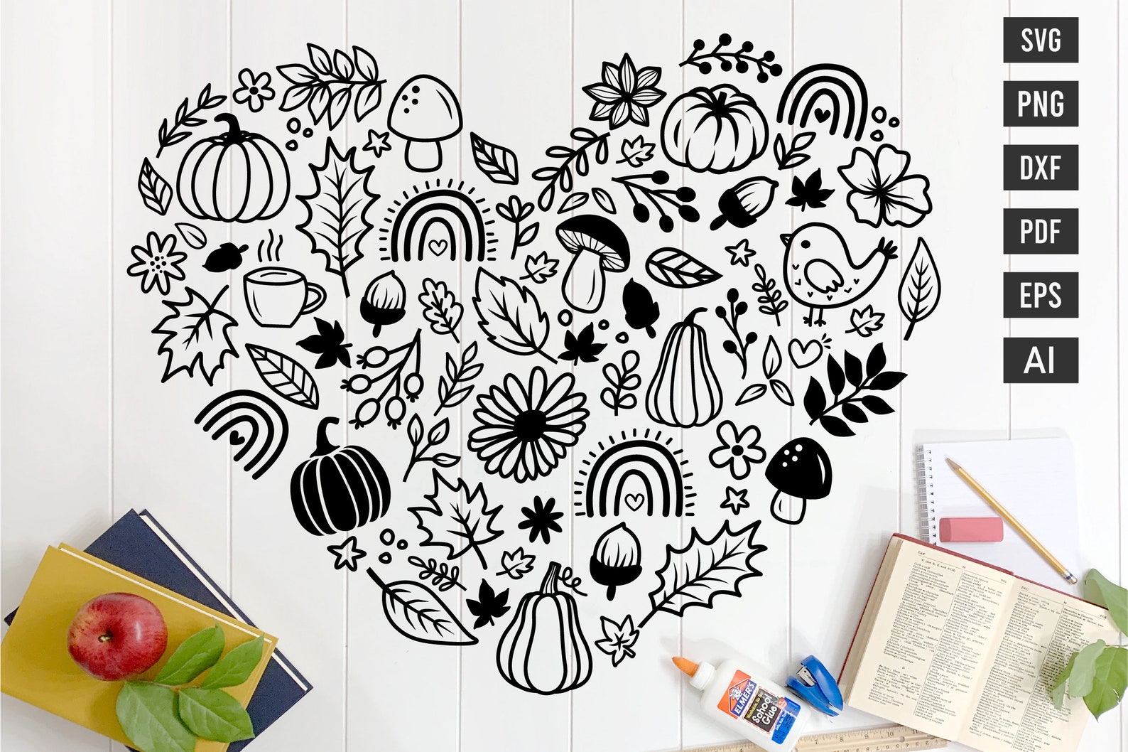 Fall Svg Fall Pumpkin Svg Fall Shirt Svg Fall Heart Svg - Etsy