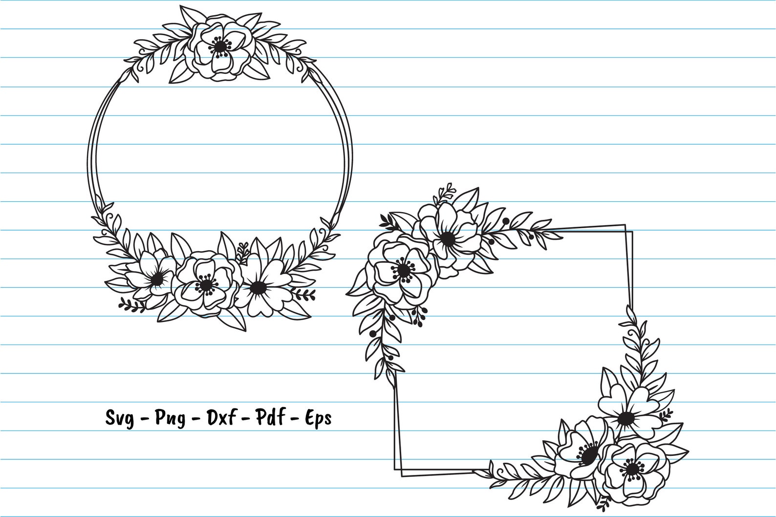 Floral Frame Svg Floral Wreath Svg Flower Frame Svg - Etsy