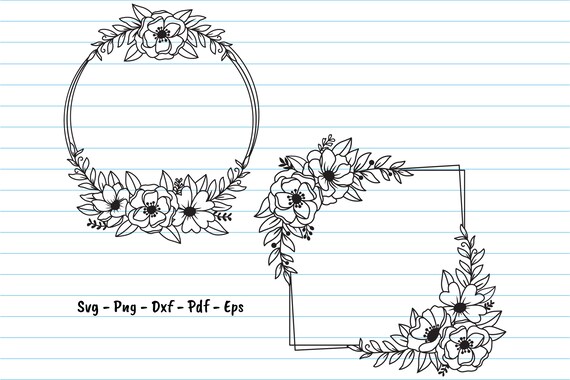 Floral Frame Svg Floral Wreath Svg Flower Frame Svg - Etsy
