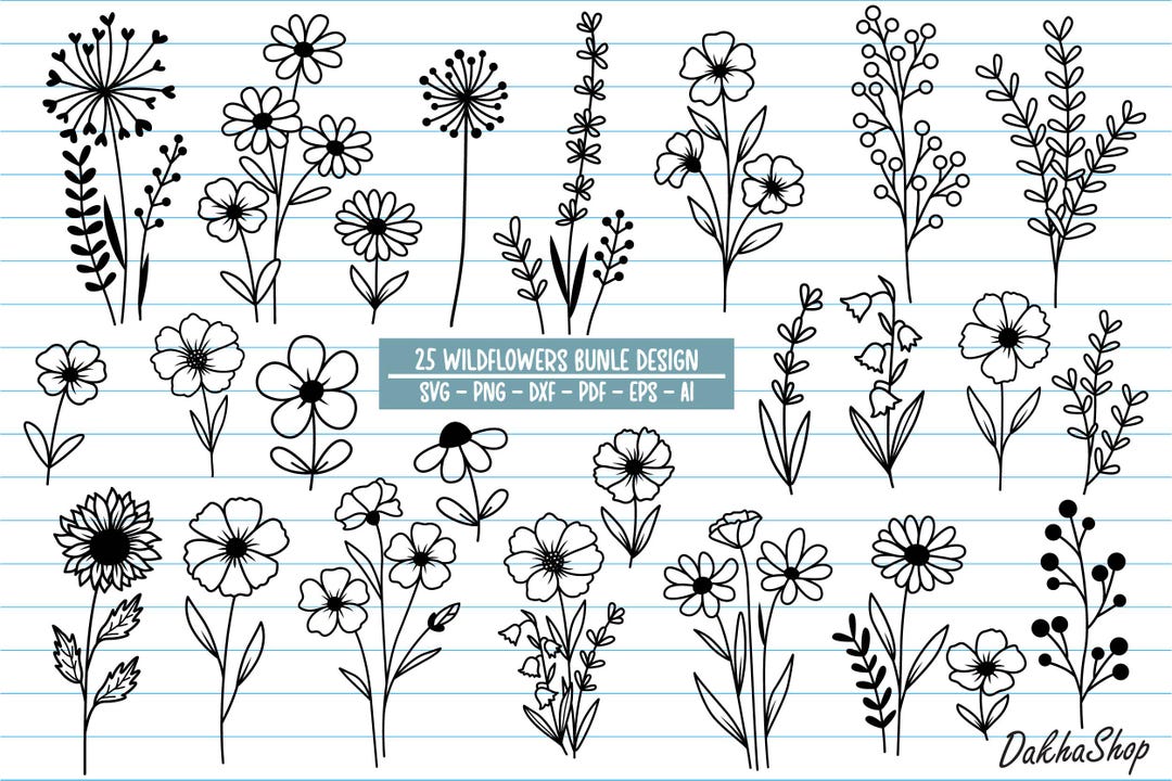 Wildflower SVG Bundle: 25 Flower Designs (digital Print) - Etsy
