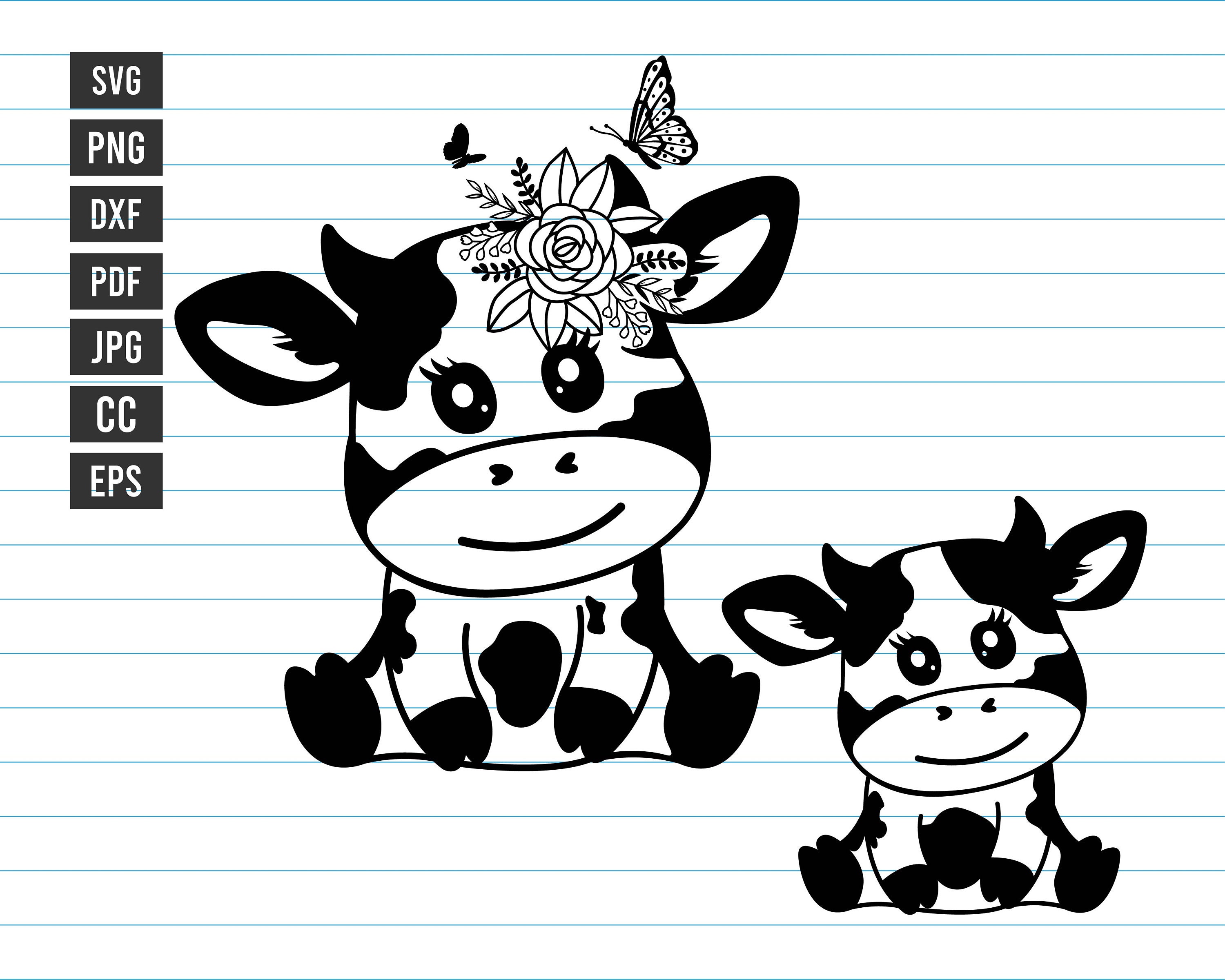 Cow Svg Baby Cow Flower Svg Cow Clipart Svg Baby Cow - Etsy Australia