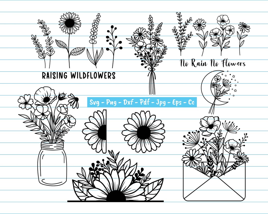 Wildflower Svg, Flowers Svg, Wildflower Svg Bundle, Flower Svg Bundle ...