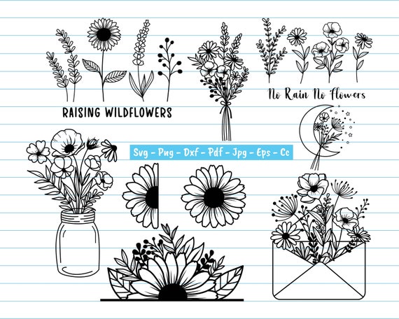 Wildflower Svg Flowers Svg Wildflower Svg Bundle Flower Svg | Etsy
