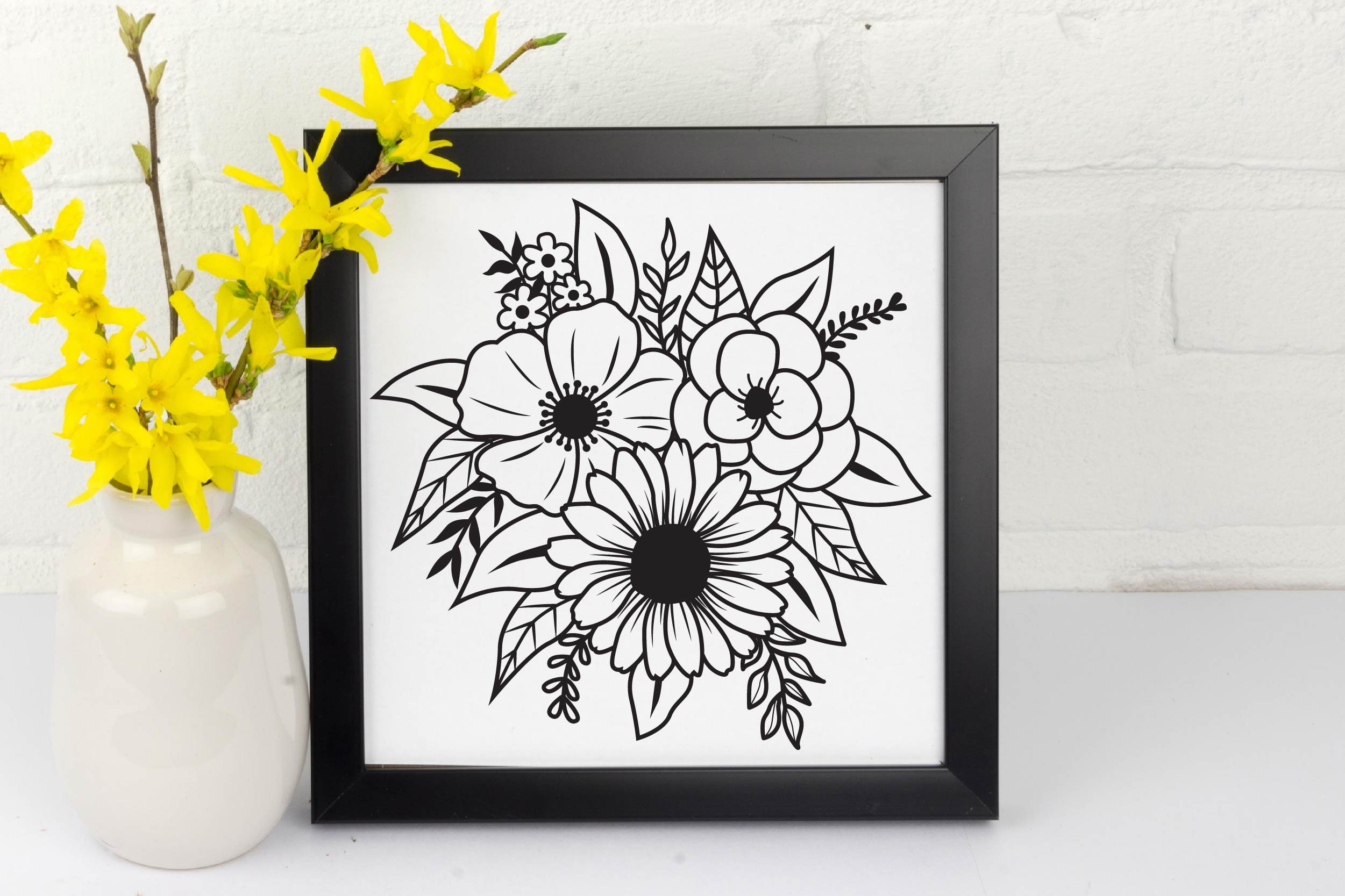 Flower Svg Flower Bouquet Svg Hand Draw Floral Wedding - Etsy