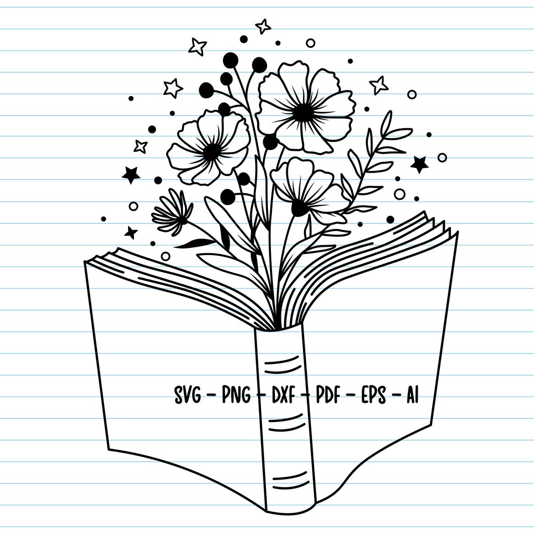 Book Flowers Svg, Flower Book Svg, Floral Book Shirt Svg, Flowers ...