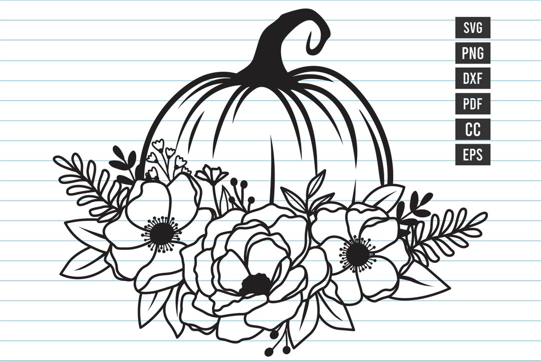 Flower Pumpkin Svg, Pumpkin Svg, Pumpkin With Flower Svg, Fall ...