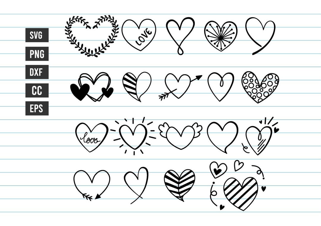 59 forma de corazón svg, corazón svg, corazón dibujado a mano svg ...