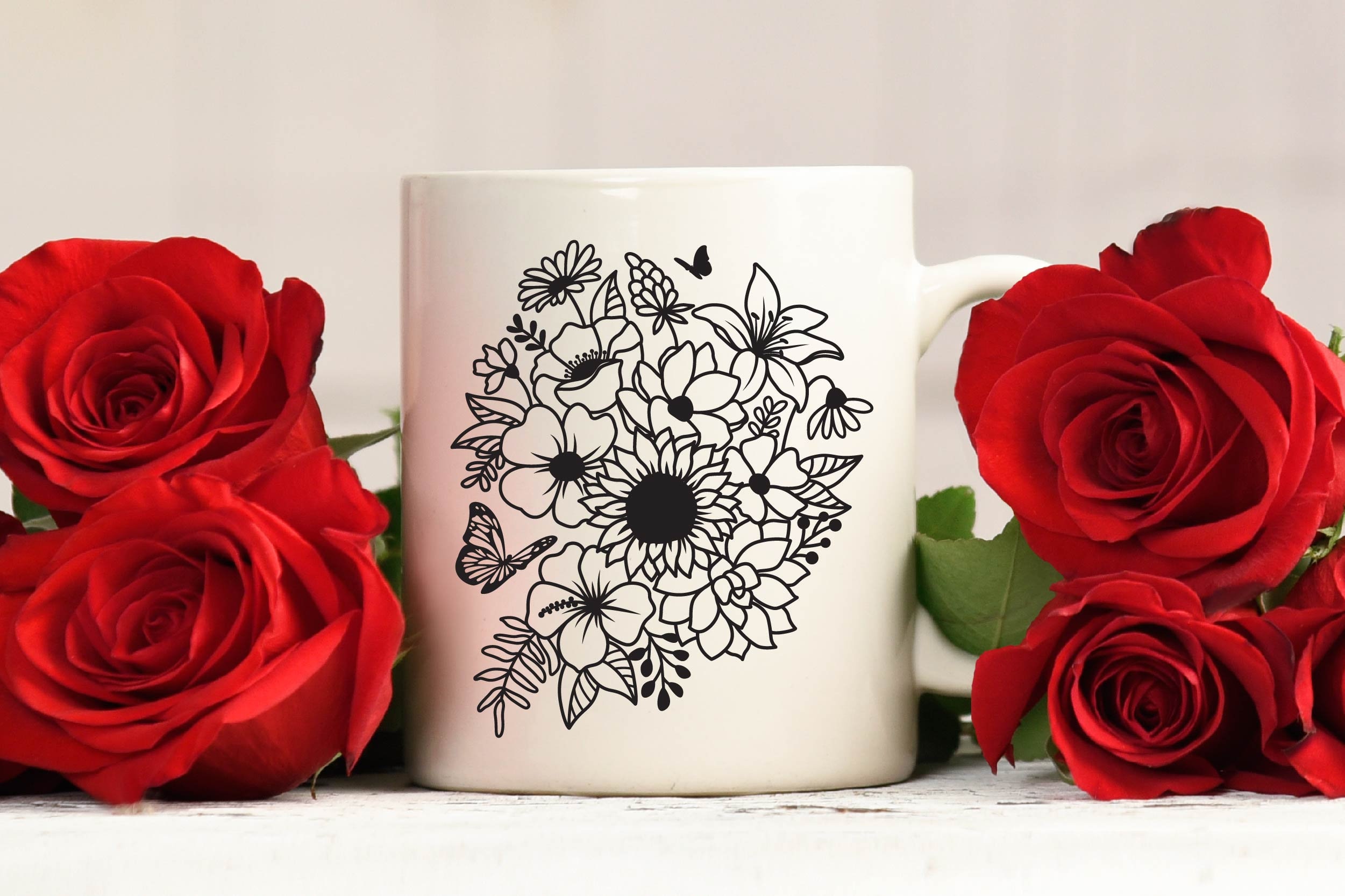 Flower Svg Files Flower Bouquet Svg Flower Svg Cut Files - Etsy