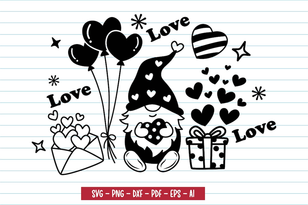 Gnome Valentine Svg, Gnome With Heart Svg, Valentines Svg, Love Svg ...