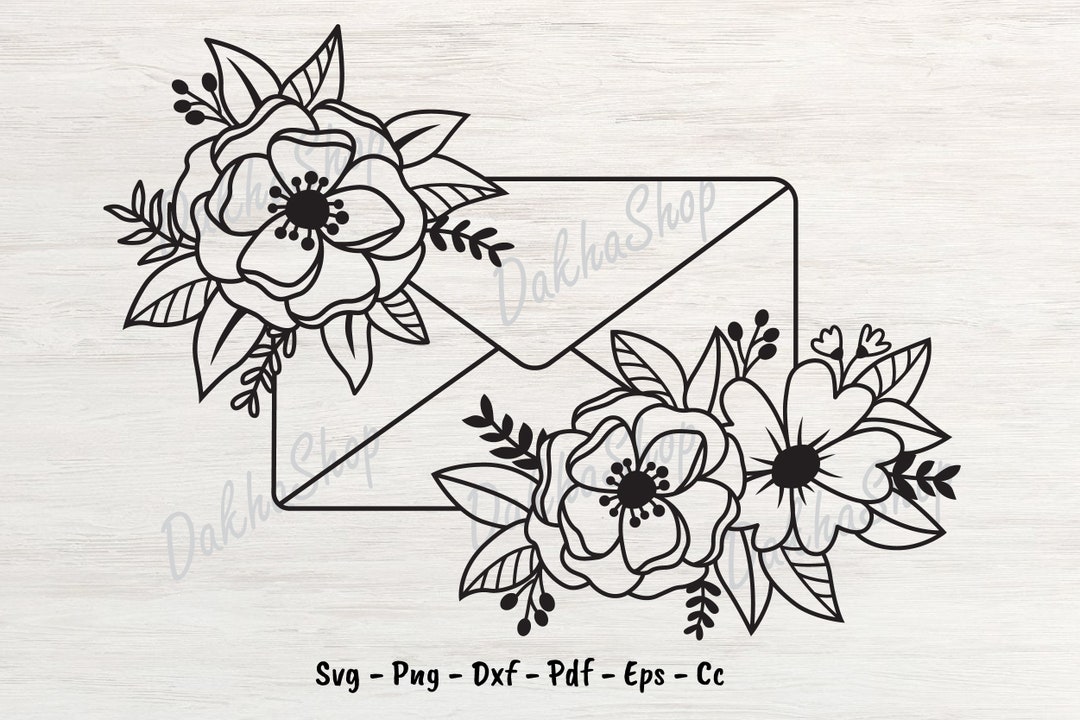 Flower Envelope Svg, Flower Svg, Floral Envelope Svg, Flower Clipart ...