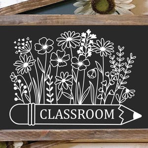 Pencil Flower Teacher SVG: Back to School Border Design (digital Files ...
