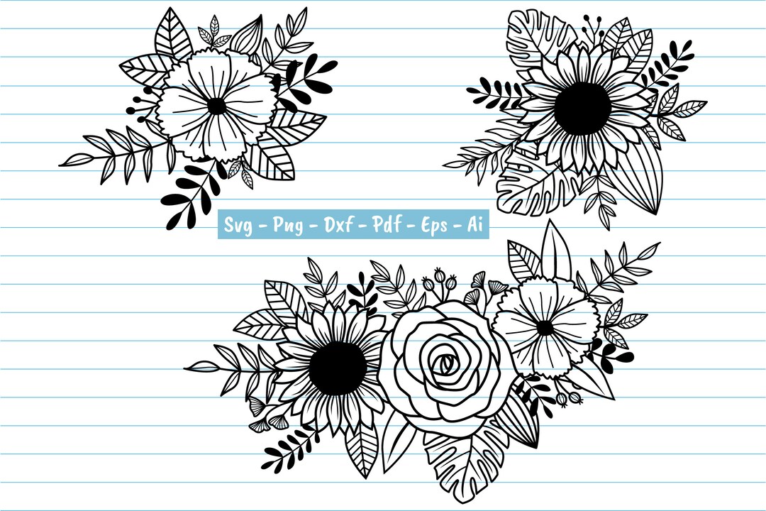 Flowers Svg, Flower Bouquet Svg, Flower Bundle Svg, Sunflwer Svg, Svg ...