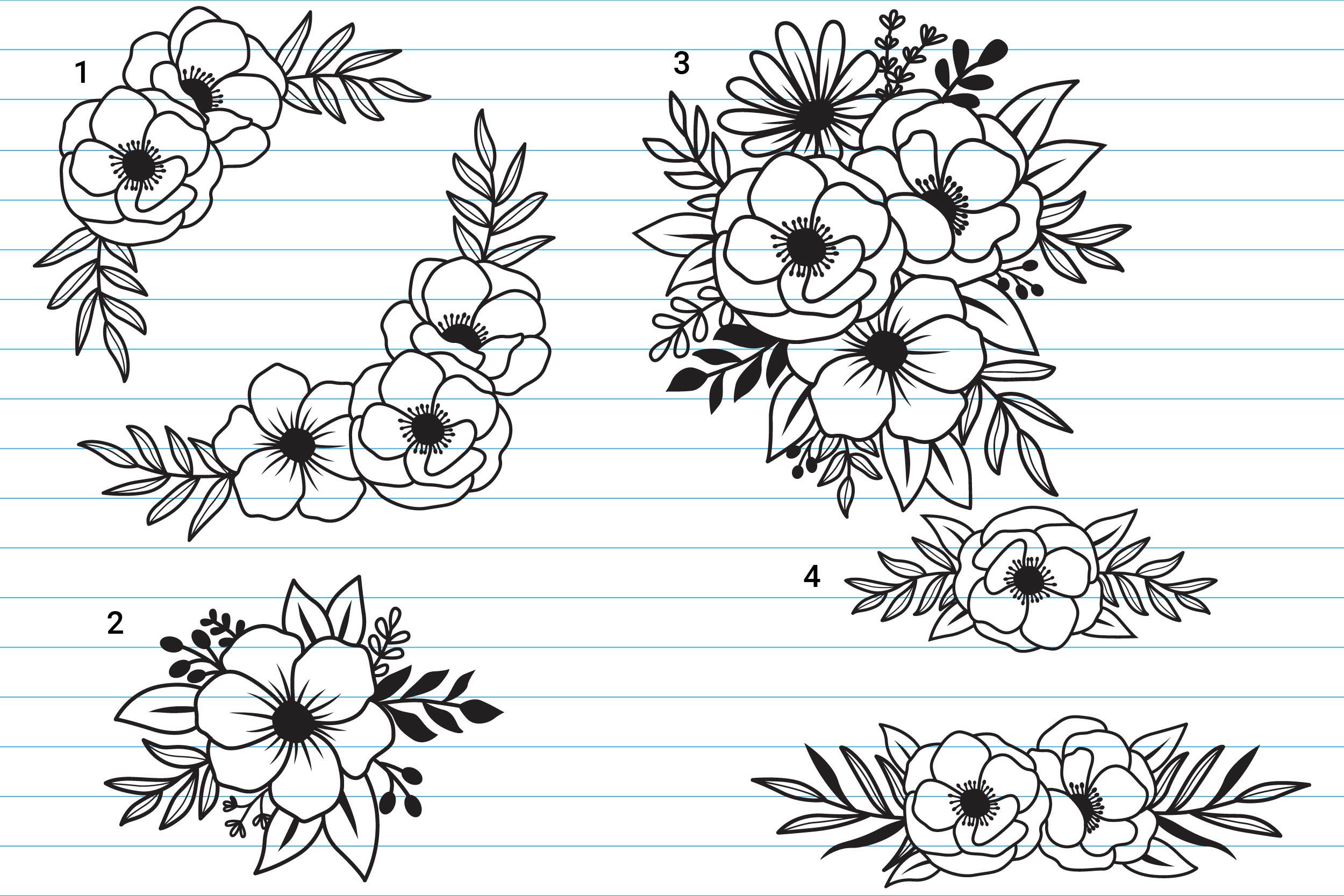 Flower Svg Files, Flower Bundle Svg, Floral Svg, Flower Svg Cut Files ...