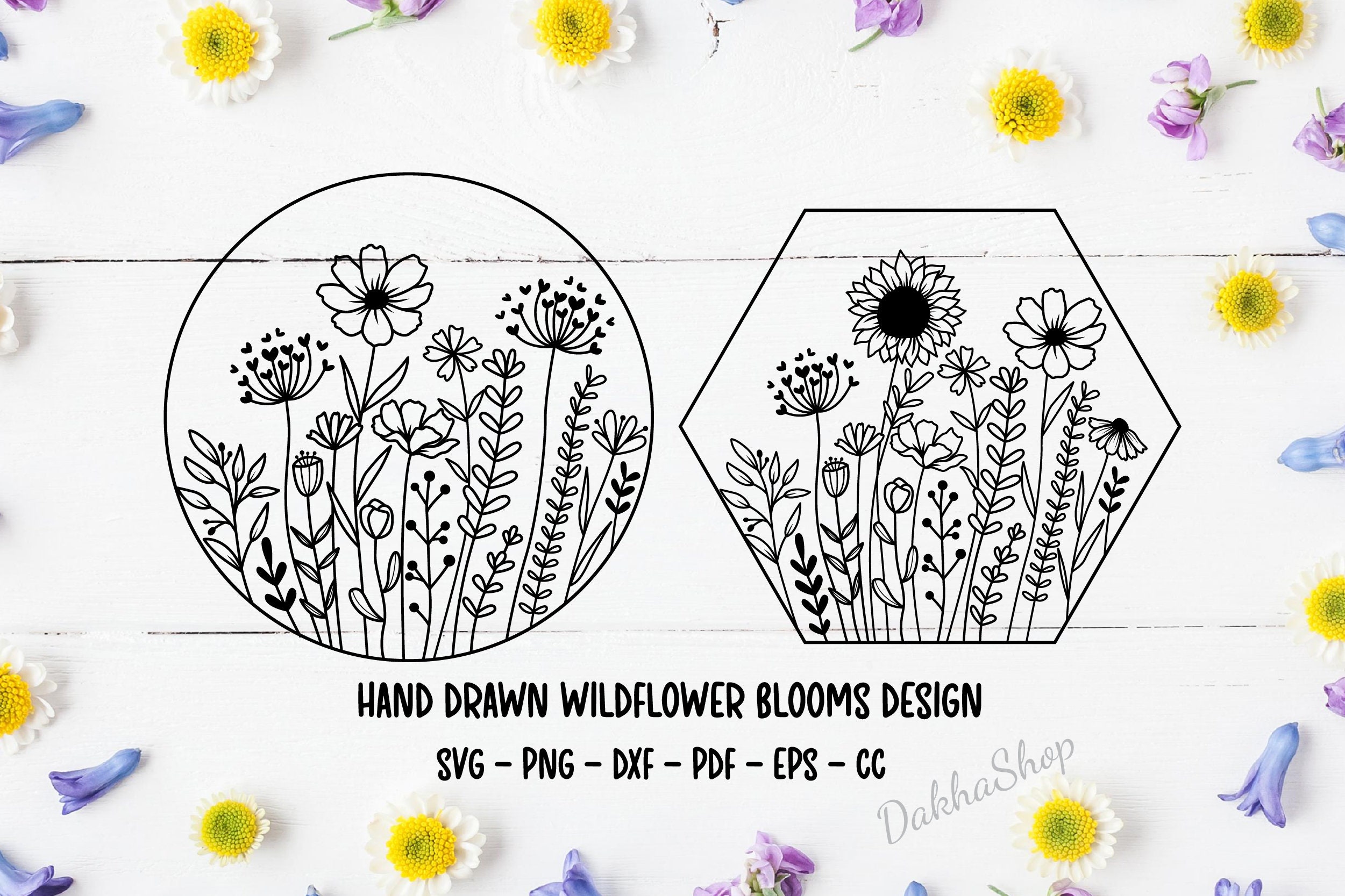 Flower Svg Files Flower Frame Svg Floral Frame Bundle - Etsy