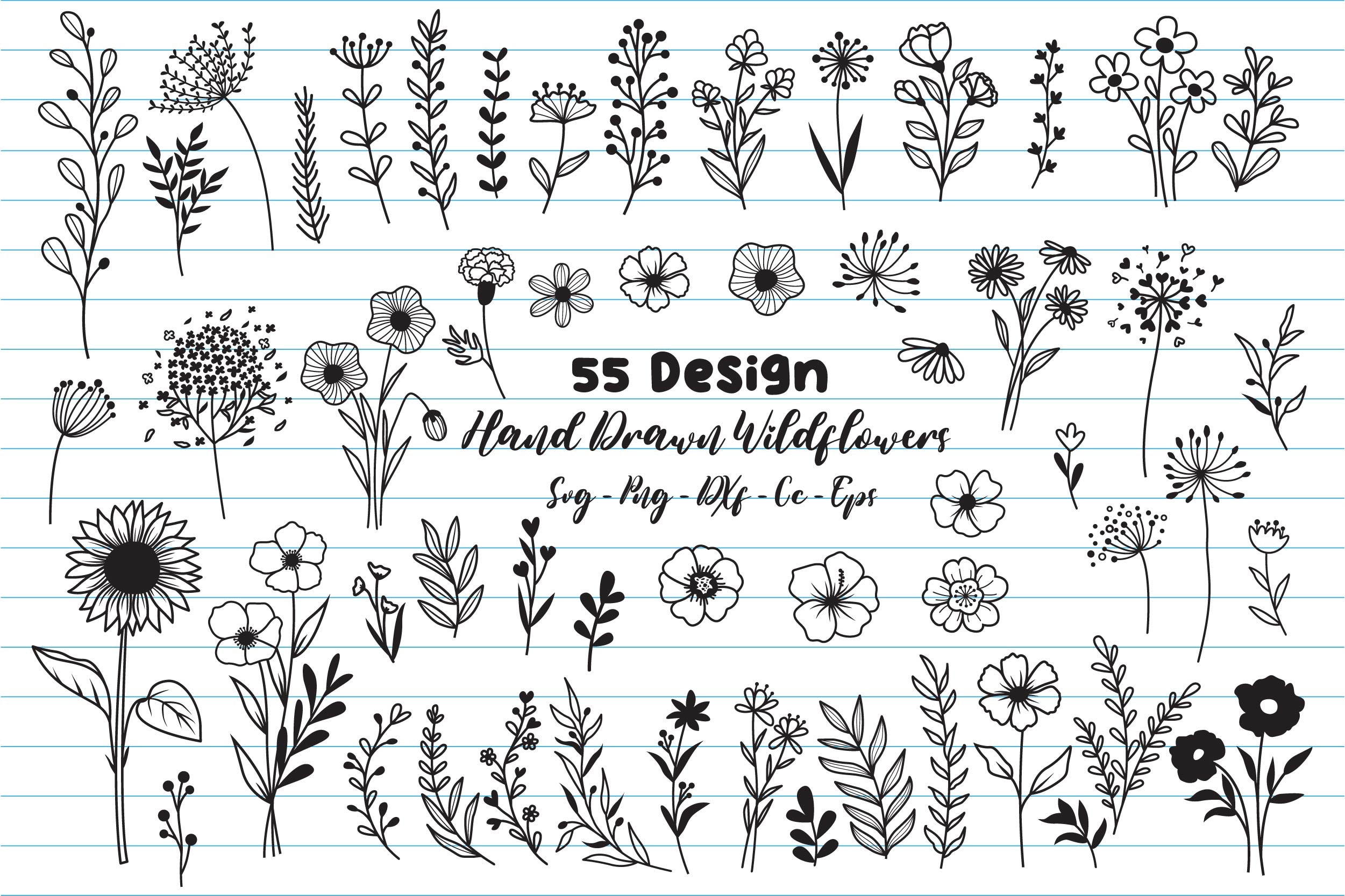 55 Wildflowers Svg Flower Svg Files Wildflower Svg Files - Etsy