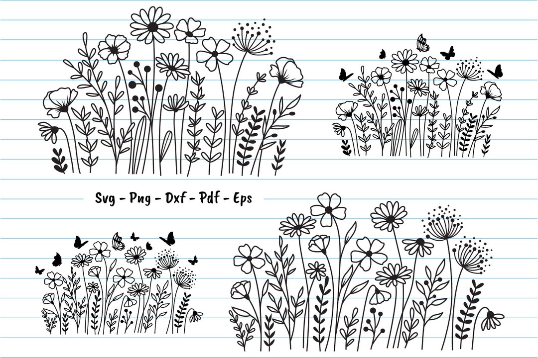 Wildflower Svg Bundle, Wildflower Svg Files, Flower Svg, Flower Border ...