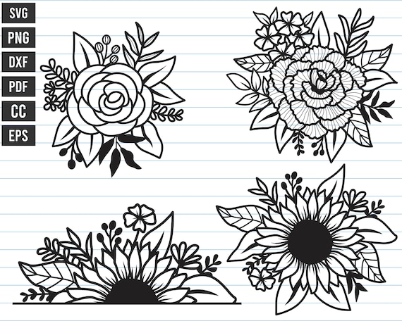 Flower Svg Files Flower Svg Bundle Flower Border Svg - Etsy