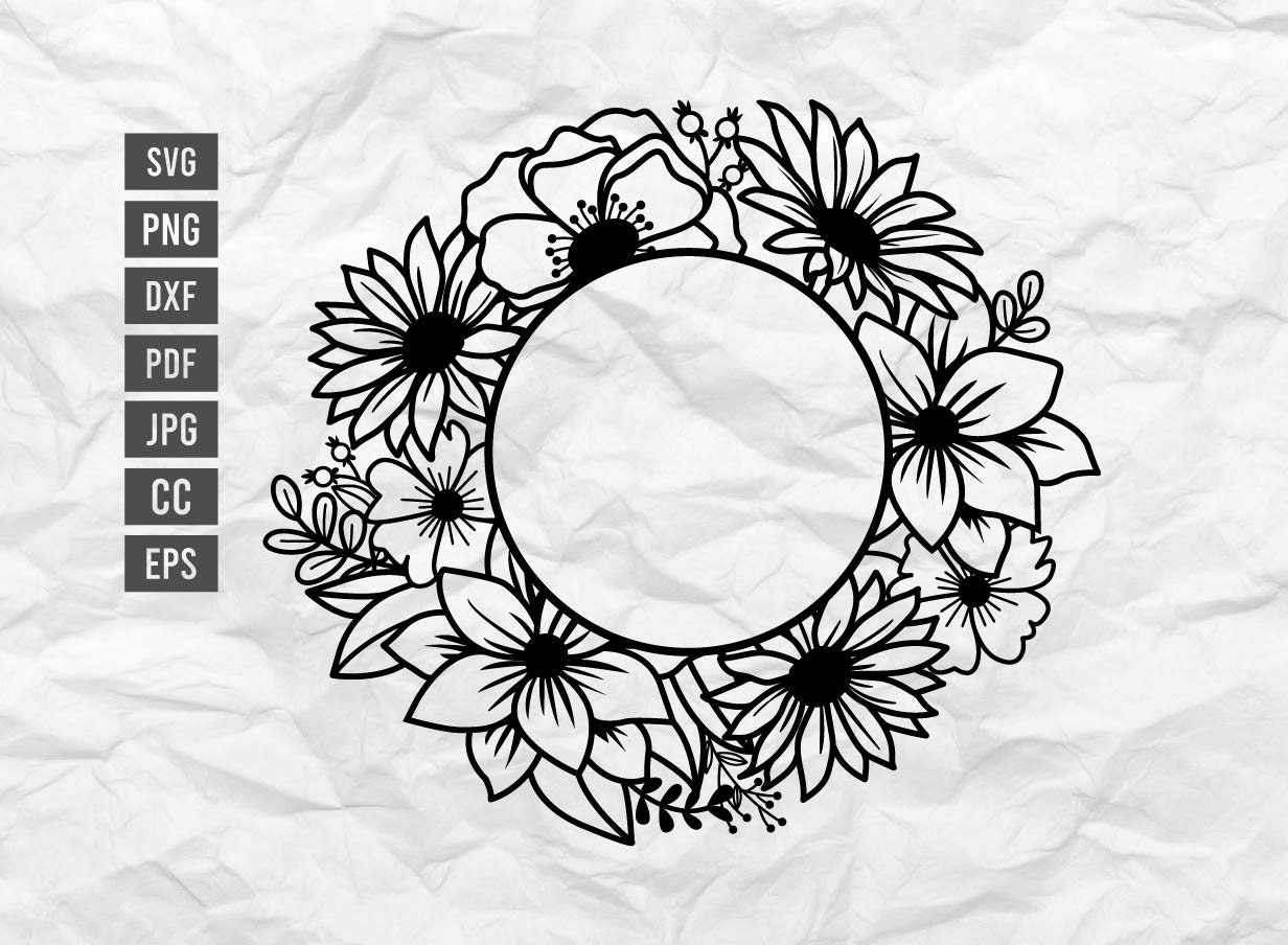 Flower Svg Files, Floral Frame Svg, Floral Monogram, Floral Svg, Floral ...